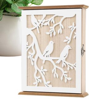 Generic Schlüssel-Aufbewahrungsbox: Klassisches Wandregal 20 x 7 x 26,4 cm, Hängeschrank aus Hartholz, elegant geschnitzt mit sechs Metallhaken | Eleganter Or