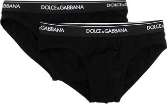 Dolce & Gabbana Homme, Sous-v&ecirc;tements, Noir, Taille: S Culotte en coton stretch mi-taille, lot de deux