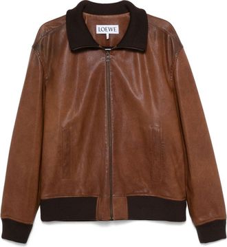 Loewe Lederjacke mit Reißverschluss - Braun