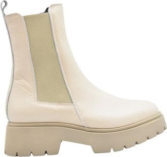 Janet & Janet Stiefel - Lace-Up Camel Leather Flat Shoes - Gr. 39 (EU) - in Beige - f&uuml;r Damen