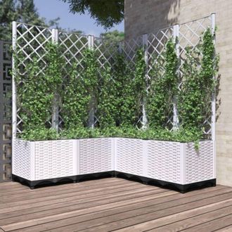 vidaXL Jardinière avec treillis Blanc 120x120x136 cm pp