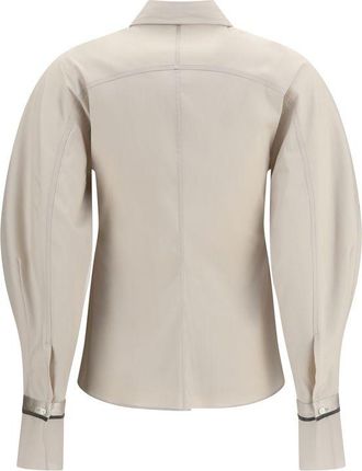 Brunello Cucinelli Silk Cuff Cotton Poplin Shirt - Beige