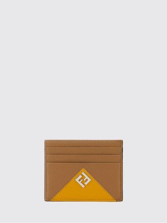Fendi Porte-cartes plat Lui en cuir grain&eacute; &agrave; monogramme FF et logo