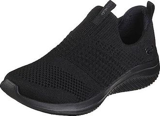 Skechers Baskets Mains Libres Ultra Flex 3.0 Brilliant Path pour Femme, Bordure en Tricot Noir, 40 EU