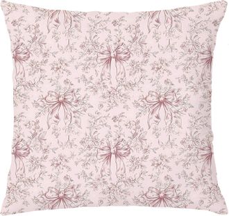 Generic Kokette Rosa Chinoiserie-Blumenschleife, Preppy-Rosa M&auml;dchenhaftes Band, Grandmillennial Sofakissenbezug Atmungsaktiv Couchkissen Quadratische Zierkis