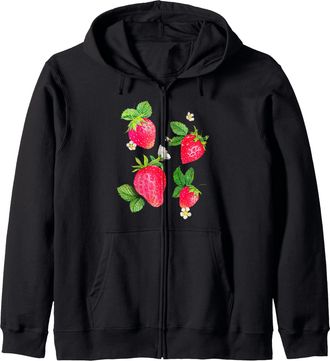 Trendy Apparel Strawberry Summer White Flowers and Bees Kapuzenjacke