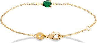 Brillaxis Bracelet plaqu&eacute; or oxyde vert poire