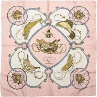 Herm&egrave;s Pre-owned Carr&eacute; 90 Springs Soie Carr&eacute; - Femme - Pre-owned - Rose - Taille: ONE Size