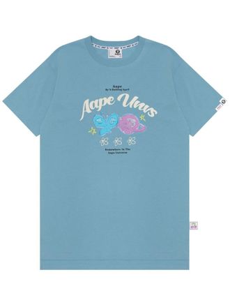 Aape By A Bathing Ape t-shirt en coton à logo imprimé - Bleu