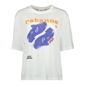 Paco Rabanne Wei&szlig;es Bedrucktes T-Shirt Fr&uuml;hling-Sommer 2025 - - Tops - Damen - Wei&szlig; - L