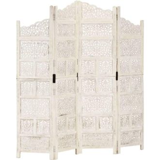 vidaXL Cloison de séparation 4 panneaux Blanc 160x165 cm Bois manguier Vidaxl