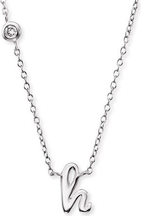 Engelsrufer Halskette aus Sterling Silber mit Anhänger Buchstabe H - besetzt mit einem Zirkonia Stein - in zwei Längen verstellbar - Länge: 44cm