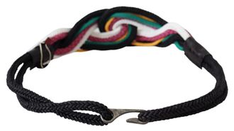 Costume National Womens Multicolor Rope Leather Rustic Hook Buckle Belt Fabric