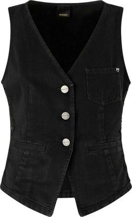 Pinko Pinko, Femme, Vestes, Noir, Taille: 42 FR Gilet &agrave; Poches Boutonn&eacute;es