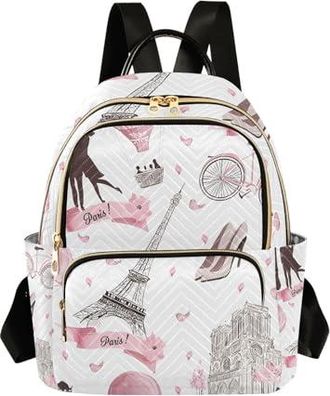 Mnsruu Mini sac à dos pour femme Tour Eiffel Paris Fleur Rose Petit sac à dos tendance Sac à dos décontracté Sac à dos Sac à dos, Multi1028, M