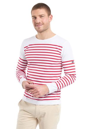 Armor Lux Herren 76832 Langarmshirt, Mehrfarbig (Blanc/Braise 320), Medium