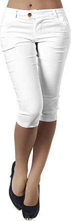 Onsoyours Femmes Casual Mode Pantalons Crayon Jeggings Leggings Couleur Unie Élastique Taille Haute Skinny Stretch Slim Fit Pantalon Court Z1 Blanc L