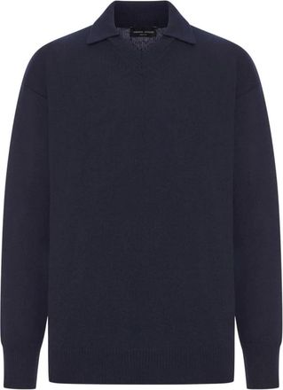 Roberto Collina Homme, Pulls, Bleu, Taille: M Polo en laine et cachemire