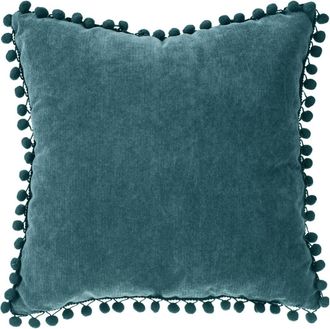 Atmosphera Atmosphera - Kissen mit Pompons - blaugrün - 40 × 40 cm - Blaugrün