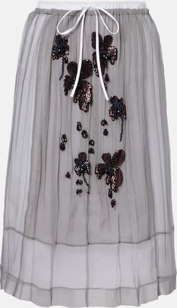 Prada Midirock aus Seiden-Chiffon mit Pailletten
