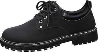 Generic Baskets en cuir pour homme - Chaussures de sport &agrave; lacets - Semelles antid&eacute;rapantes - Chaussures plates respirantes - Chaussures de trekking confortab