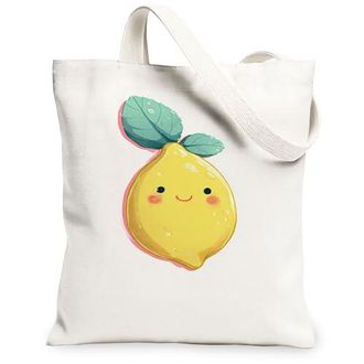 Generic Sac fourre-tout en toile motif citron, adorable design de fruits, sacs de courses l&eacute;gers et lavables, amusants pour l&eacute;t&eacute;, &eacute;l&eacute;gants et respectueux de l