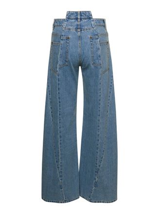 Maison Margiela Womens Five-Pocket Jeans Asymmetric Blue Cotton