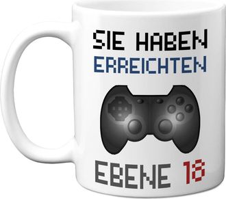 Stuff4 18. Geburtstag Gamer Geschenke - Sie Haben Erreichten Ebene 18 Tasse - Zocken Gaming Videospiel Tasse f&uuml;r M&auml;nner und Frauen, 325 ml Premium-Keramiktas