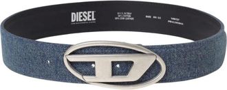 Diesel Femme, Accessoires, Bleu, Taille: ONE Size Ceinture en Cuir et Denim avec Boucle Ovale Iconique