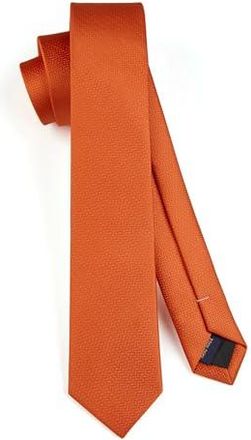 Hisdern Cravate Homme Orange 6CM fines de couleur unie idéales pour les mariages et les affaires Plusieurs couleurs disponibles