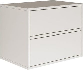Selsey Nachttisch Hängend Schwebender Weiß Farbe 50B x 36T x 40H cm Nachtschrank mit Zwei Schublade in Minimalistischer - Push-to-Open - Skandinavischen Plat