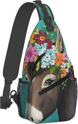 Generic Polyester Sacoche Tactique Animaux &acirc;nes Sling Bag Durable Sac Poitrine pour &eacute;cole Camping Voyage