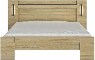 Gami Gami - Lit 140x190 cm avec led intégrés effet chêne et noir - zelka