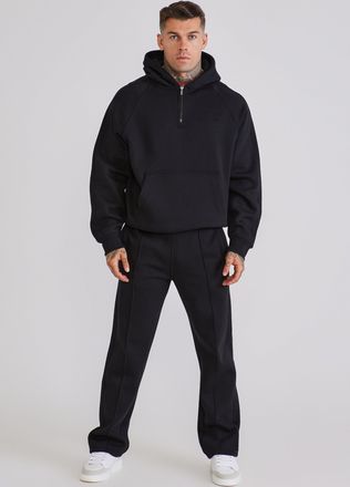 Siksilk Herren Schwarzer 1/4-Zip Hoodie und Jogginghose Set XXL