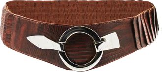 Glamexx24 Elastischer Damen Taillengürtel gürtel 6cm breiter Hüftgürtel mit silberner Ring (Schlange dunkelbraun, Taillenweite 75cm-110cm)