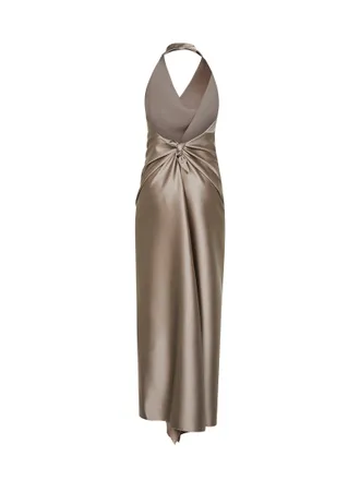 Blanca Vita Womens Taupe Satin Long Dress Polyester