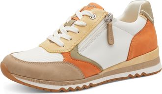 Marco Tozzi Damen Sneaker flach mit Reißverschluss Freizeit Schuhe, Mehrfarbig (White/Peach c.), 40 EU