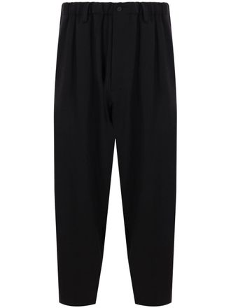 Yohji Yamamoto pantalon &agrave; taille &eacute;lastiqu&eacute;e - Noir