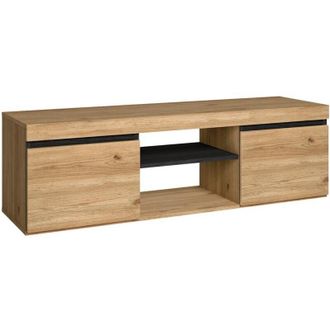 Skraut Home Skraut Home - TV-M&ouml;bel mod.NATURALE Eiche/Schwarz, 2 T&uuml;ren und 2 Wohnungen, Wohn- und Esszimmer, 140x40x41cm