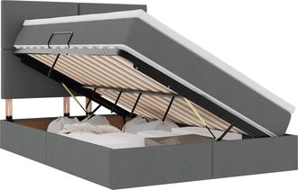 vidaXL Letto Con Contenitore Led E Materasso Grigio Scuro 140 X 190 Cm Vidaxl