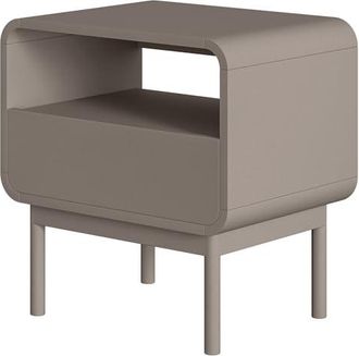 Selsey Nachttisch Beistellschrank Beistelltisch Nachtschrank 54 cm Mit Schublade Und Fach Dunkelbeige Holzerne Beine ORO
