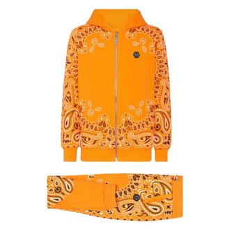 Philipp Plein Homme, Combinaisons et Ensembles, Orange, Taille: L Surv&ecirc;tement de jogging : Sweat &agrave; capuche/Pantalon Paisley Bandana