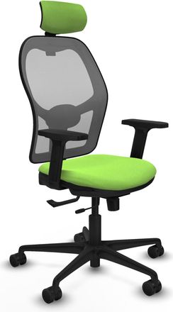 Piqueras y Crespo Ergonomischer Stuhl mit 2D-Armen, h&ouml;henverstellbare Lendenwirbelst&uuml;tze und h&ouml;henverstellbares Kopfteil, Grau/Pistazie