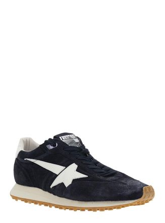 Golden Goose Mens Sneakers Runnig Maratone Blue Leather Cow Trainers