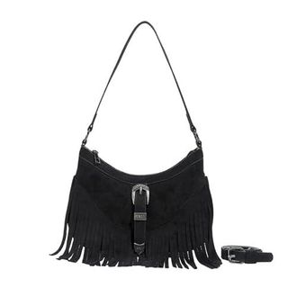 Generic Sac &agrave; bandouli&egrave;re vintage pour femme Automne Hiver - Sac &agrave; main en cuir avec pompon pour une utilisation d&eacute;contract&eacute;e, Noir, Taille unique