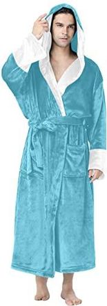 Generic Peignoir pour homme - Col doux et chaud - Long peignoir de chambre - V&ecirc;tement de d&eacute;tente et de nuit - Pyjama en flanelle - Confortable - Robe de carna