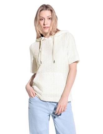Cecil Damen B321314 Seersucker T-Shirt, Vanilla White, X-Large