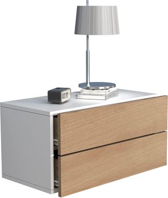 VCM Nachtschrank | Wandschublade | Wandboard | Nachttisch | Maße ca H. 30 x B. 60 x T. 32 cm - Usal L 60 cm Weiß/Honig-Eiche