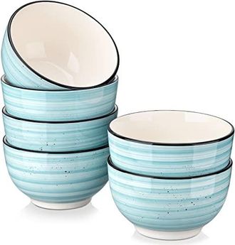 VANCASSO Bonbon Bols à céréales en grès de 720 ml - Passe au micro-ondes et au lave-vaisselle - Sans plomb - Bleu - Pour pâtes, avoine, salade, dessert