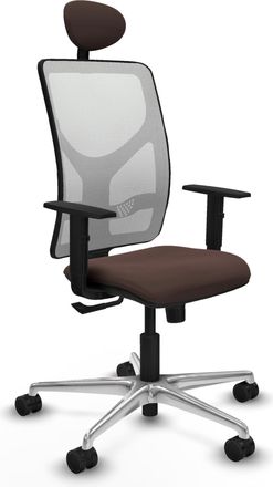 Piqueras y Crespo B&uuml;rostuhl mit 1D-Armlehnen, h&ouml;henverstellbare Lendenwirbelst&uuml;tze und festes Kopfteil, ausgestattet mit 3 Positionen und Schneideschaum, Wei&szlig;/Dunkelbra